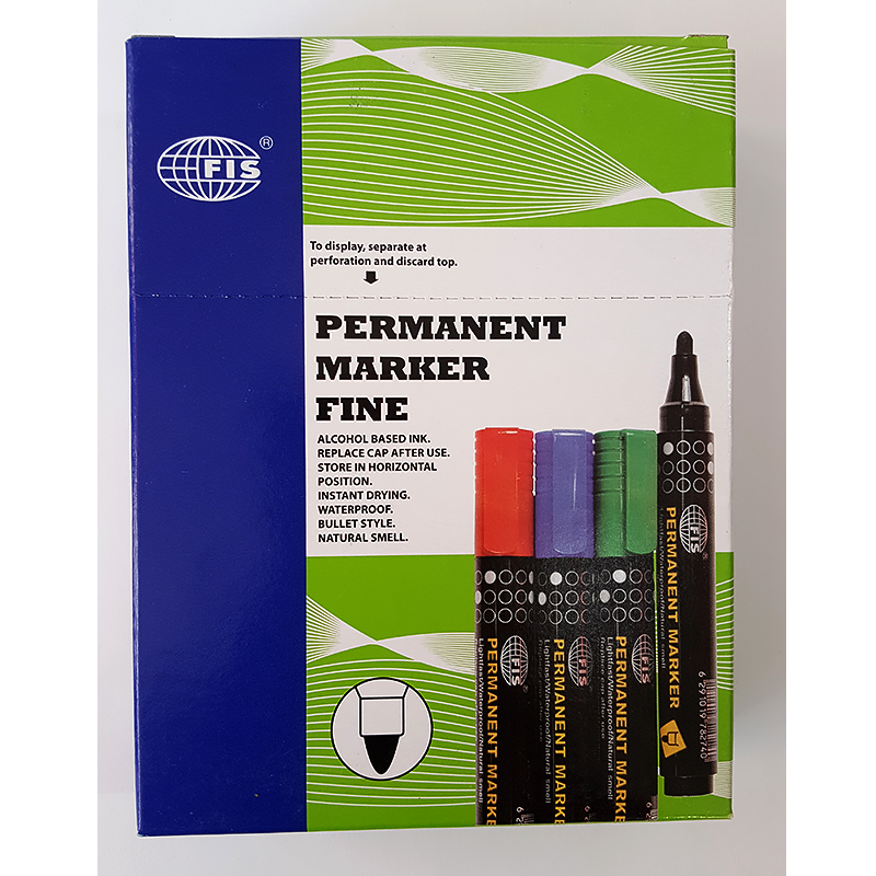 FIS FSMKPF04BL Permanent Marker Fine, (pack of 12) | Wholesale | Tradeling